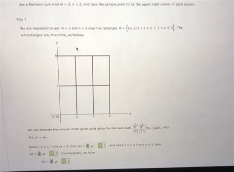 solved use a riemann sum with m 3 n 2 and take the sample