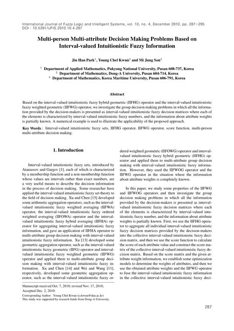 pdf multi person multi attribute decision making problems based on interval valued