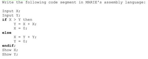 [solved] write the following code segment in marie solutioninn