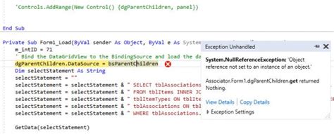 resolved datagridview getting quot object reference not set to an riset