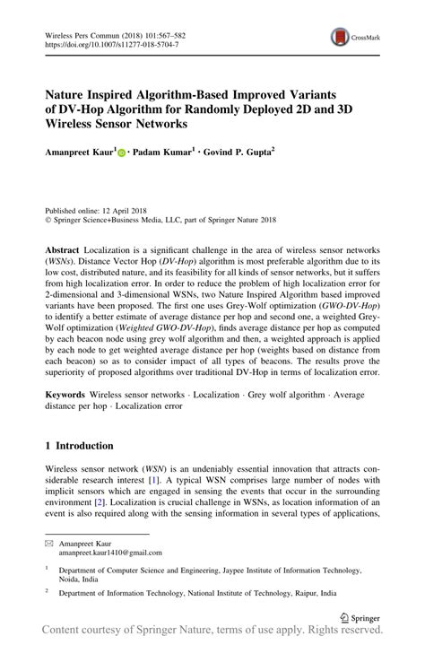 nature inspired algorithm based improved variants of dv hop algorithm for randomly deployed 2d