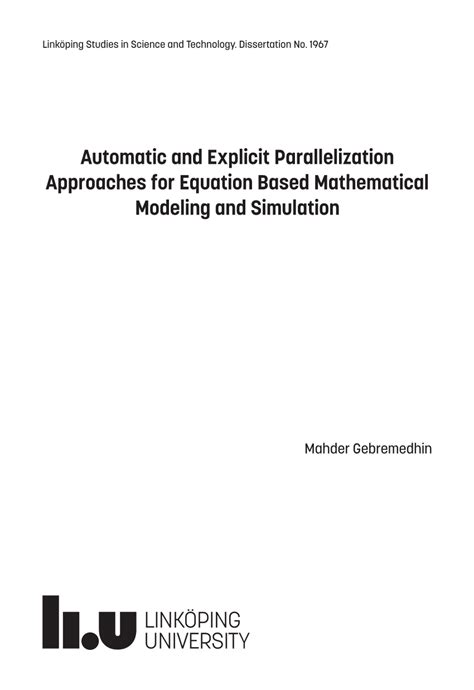 pdf automatic and explicit parallelization approaches for equation based mathematical modeling