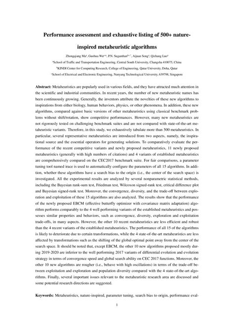 performance assessment and exhaustive listing of 500 nature inspired metaheuristic algorithms