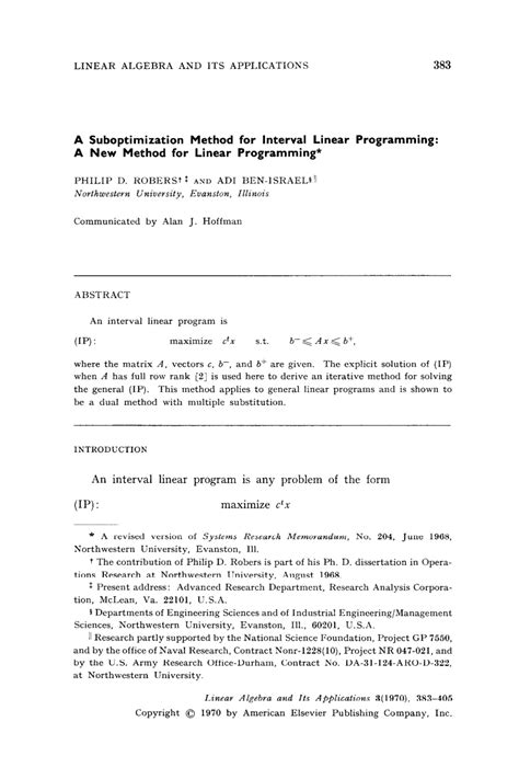 pdf a suboptimization method for interval linear programming