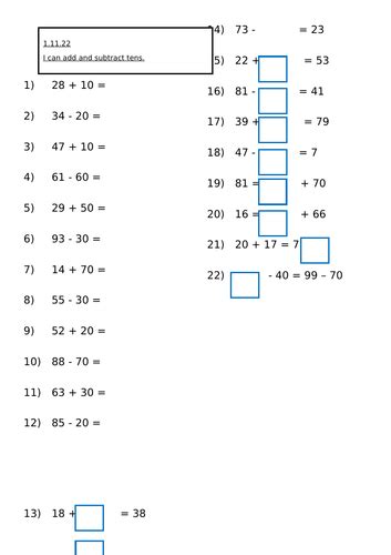 add and subtract multiples of 10 teaching resources