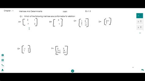 class 9 math chapter 1 matrices and determinant ex 1 3 q1 to q3 matric part 1 youtube