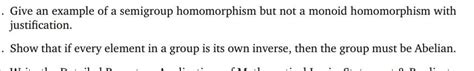 solved give an example of a semigroup homomorphism but not a