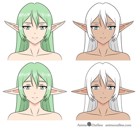 How To Draw An Anime Elf Girl Step By Step Animeoutline Anime Elf Elf Drawings Anime