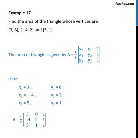 example 17 find area of triangle 3 8 4 2 5 1
