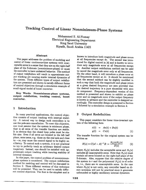 pdf tracking control of linear nonminimum phase systems