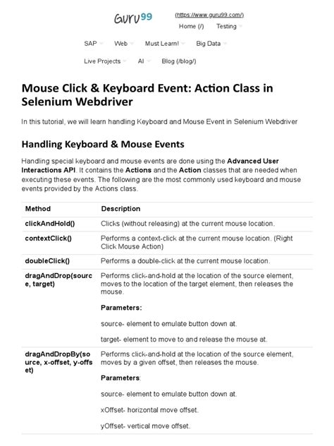 mouse click and keyboard event action class in selenium webdriver pdf selenium software