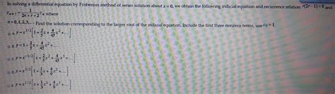 solved in solving a differential equation by frobenius