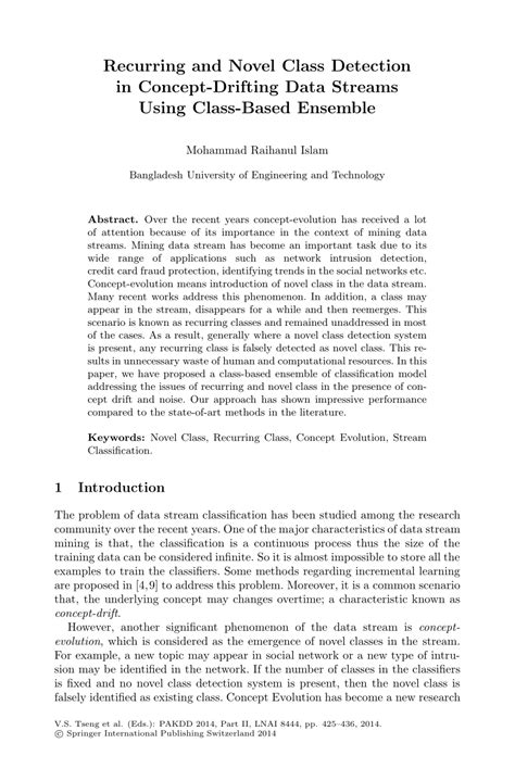 pdf recurring and novel class detection in concept drifting data streams using class based