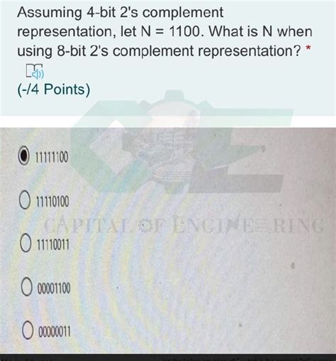 solved assuming 4 bit 2 s complement representation let n