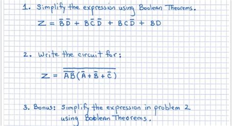 solved 1 simplify the expression using boolean theorems z