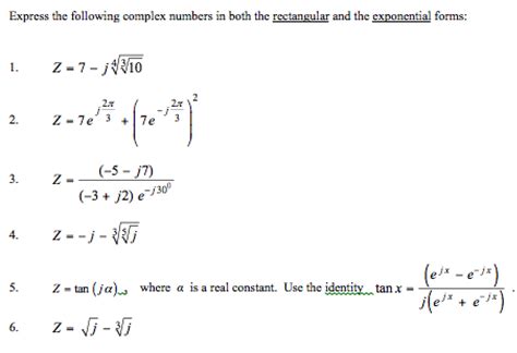 solved express the following complex numbers in both the