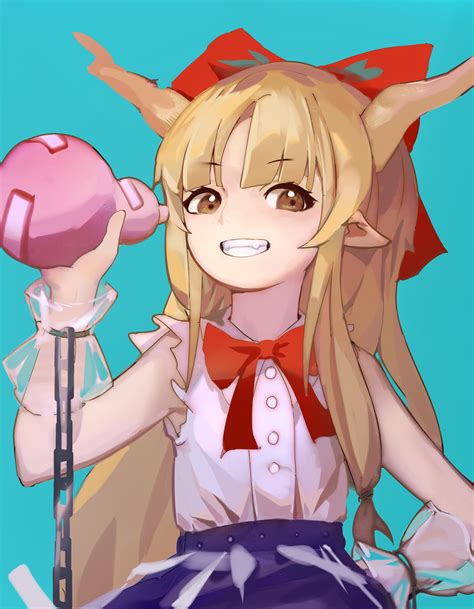 Safebooru 1girl Bangs Bare Shoulders Blue Background Blue Skirt Bottle Bow Bowtie Brown Eyes