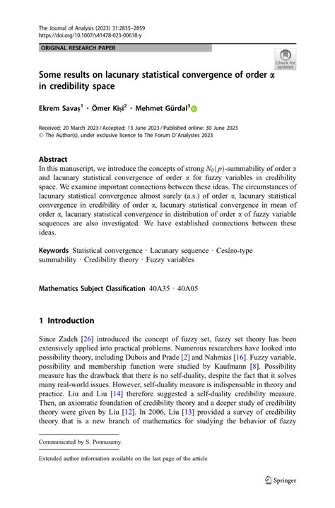 pdf some results on lacunary statistical convergence of order a in credibility space