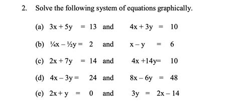 solved 2 solve the following system of equations