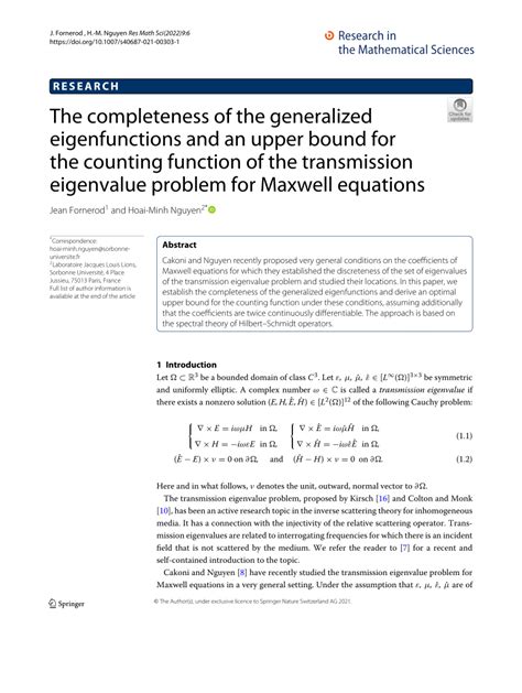 pdf the completeness of the generalized eigenfunctions and an upper bound for the counting