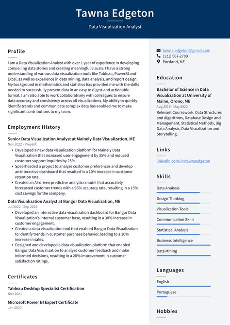 Microsoft Data Visualization Analyst Resume Examples