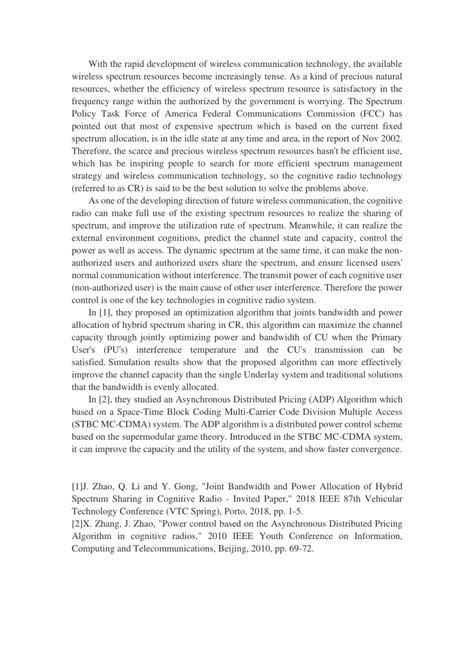 pdf resource allocation algorithm in cognitive radio