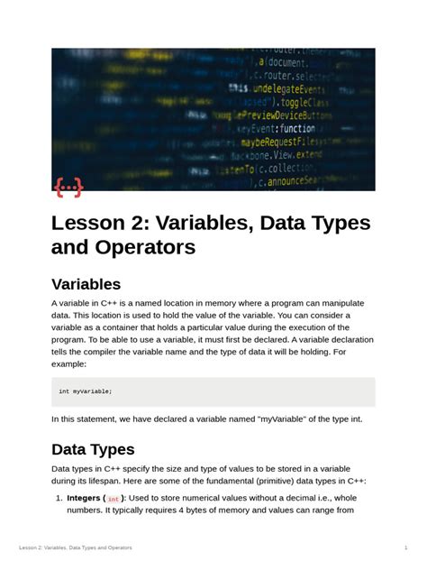 lesson 2 variables data types and operators pdf data type integer computer science