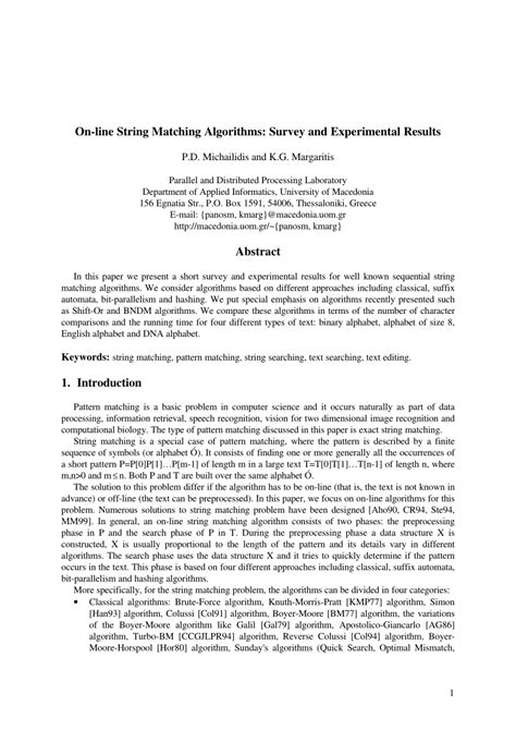 pdf on line string matching algorithms survey and experimental results