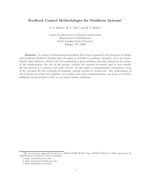 pdf feedback control methodologies for nonlinear systems