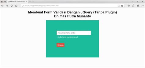 membuat form validasi dengan jquery create script angga blc telkom riset