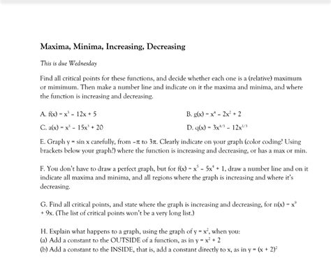 solved find all critical points for these functions and