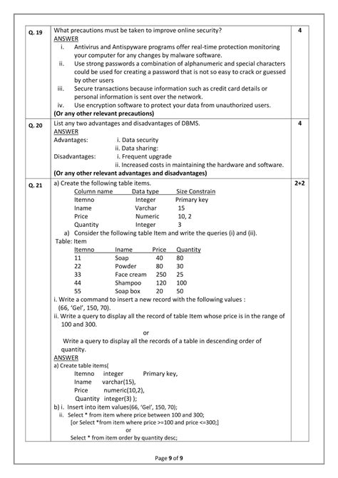 information technology cbse it 402 solution sample paper 2020 2021 class 10