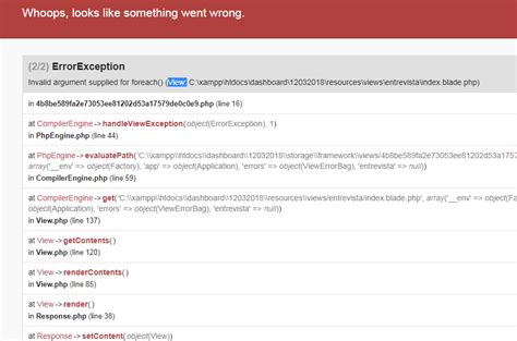 ErrorException en Laravel Stack Overflow en español