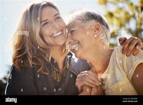 Senior Mom Woman And Hug For Love Support Care And Happiness Together