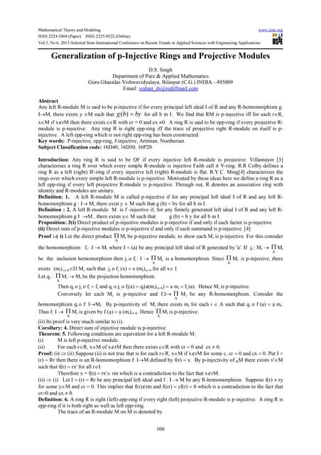 generalization of p injective rings and projective modules pdf