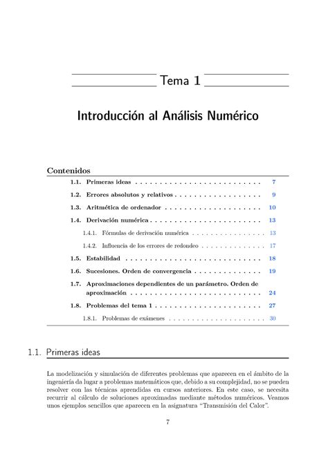 lecture notes lesson 1 introduction to numerical analysis tema 1 introducci ́on al an