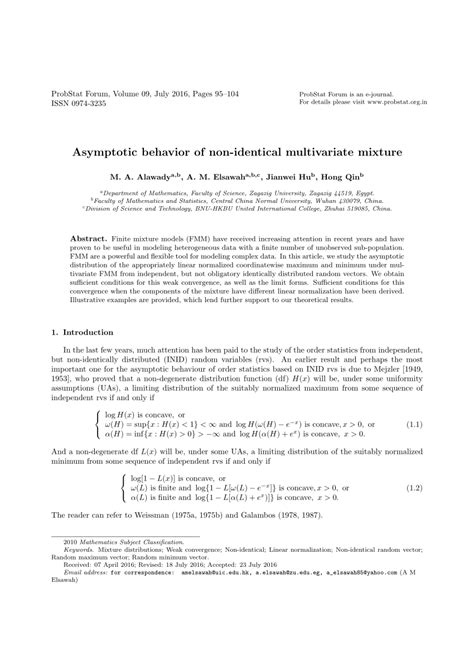 pdf asymptotic behavior of non identical multivariate mixture