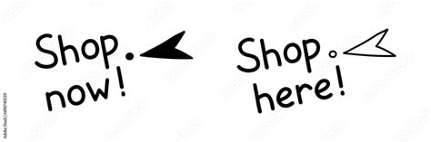 Doodle Click Shop Now Here Button Mouse Cursor For Website Or Computer