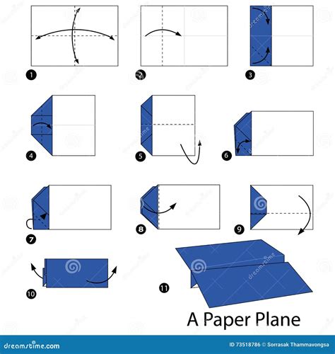 Step By Step Instructions How To Make Origami A Plane Stock Vector