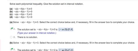 solved solve each polynomial inequality give the solution