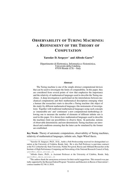pdf observability of turing machines a refinement of the theory of computation