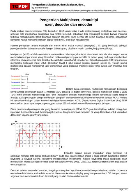 pdf pengertian multiplexer demultiplexer decoder dan encoder dokumen tips