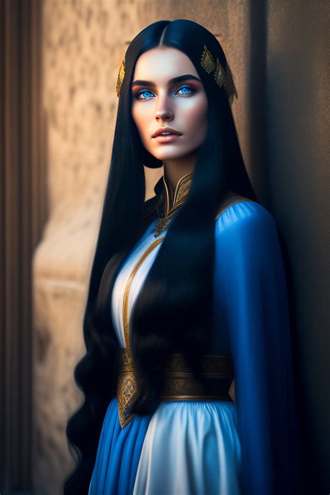 Lexica Deep Dark Fantasy European Girl With Long Black Hair White Pepper Skin Blue Eyes