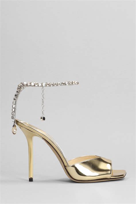 Jimmy Choo Saeda Sandal Sandals In Gold Leather In Metallic Lyst