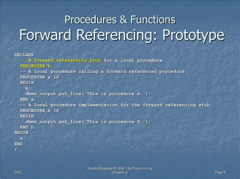 ppt procedures and functions oracle database pl sql 10g programming powerpoint presentation id