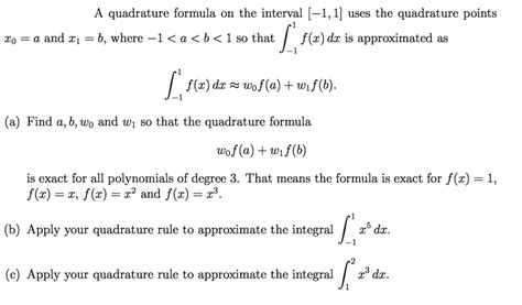 solved a quadrature formula on the interval 1 1] uses the