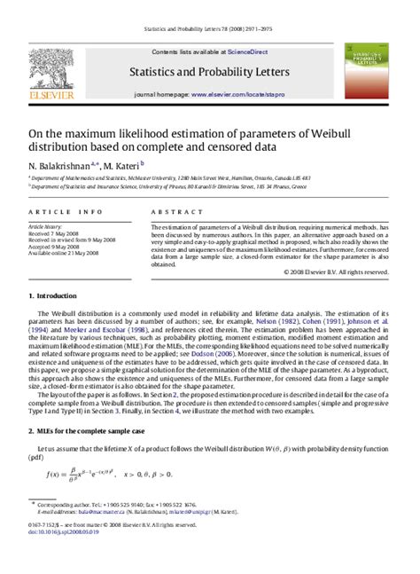 pdf on the maximum likelihood estimation of parameters of weibull distribution based on