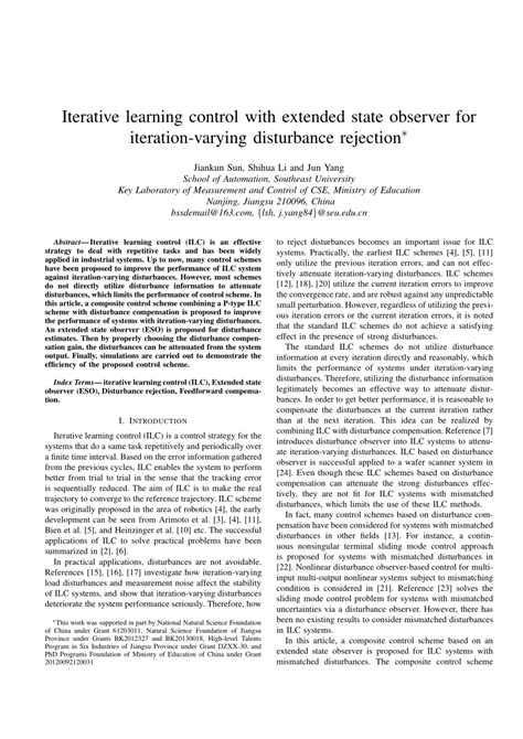 pdf iterative learning control with extended state observer for iteration varying disturbance