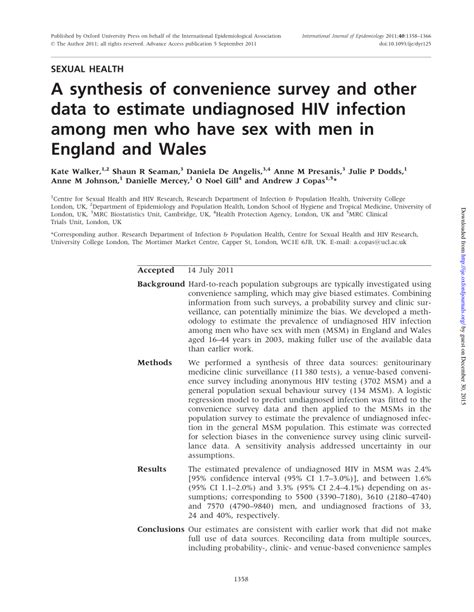 pdf a synthesis of convenience survey and other data to estimate undiagnosed hiv infection