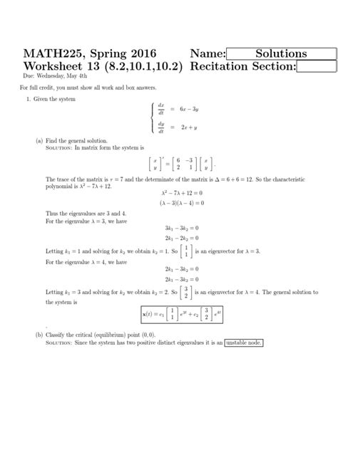 math225s15 ws13 solutions pdf eigenvalues and eigenvectors matrix theory